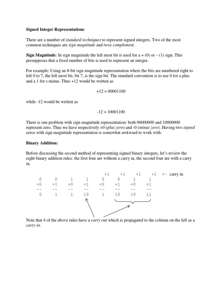 Signed Integer Representation | PDF | Mathematical Notation ...