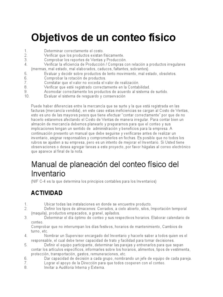 Guía para Conteo Físico de Inventario | PDF | Almacén | Inventario
