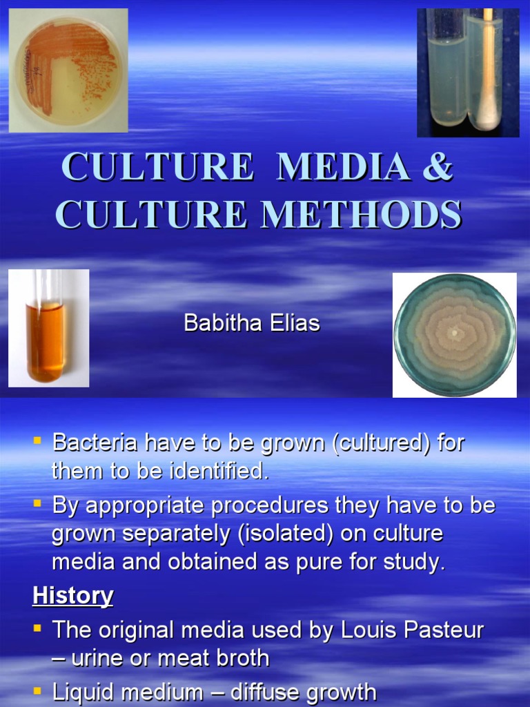 Culture Media & Culture Methods | PDF | Growth Medium | Bacteria
