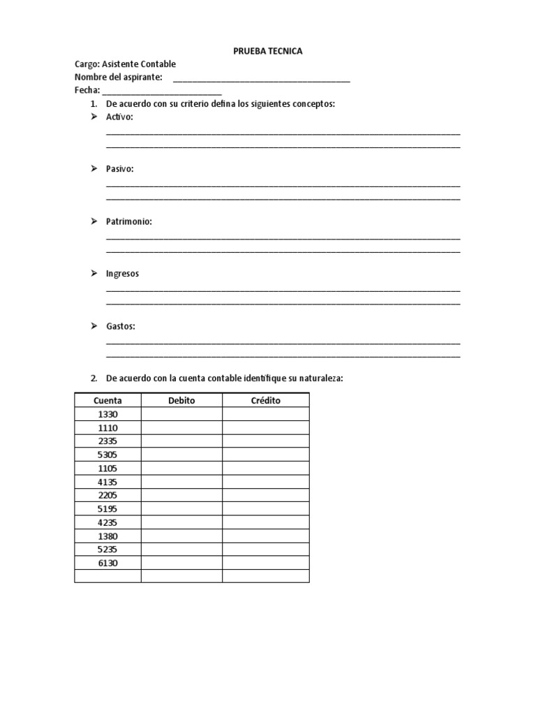 Pruebas Asistente Contable | PDF | Contabilidad | Bancos