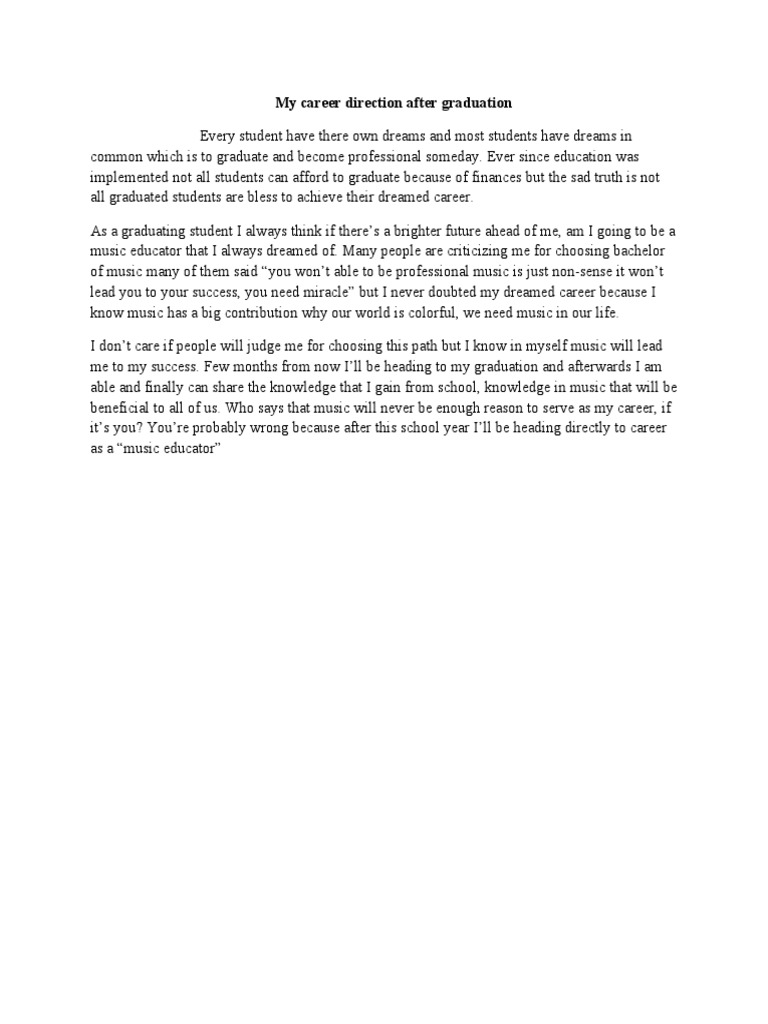 My Career Direction After Graduation | PDF | Sports & Recreation ...
