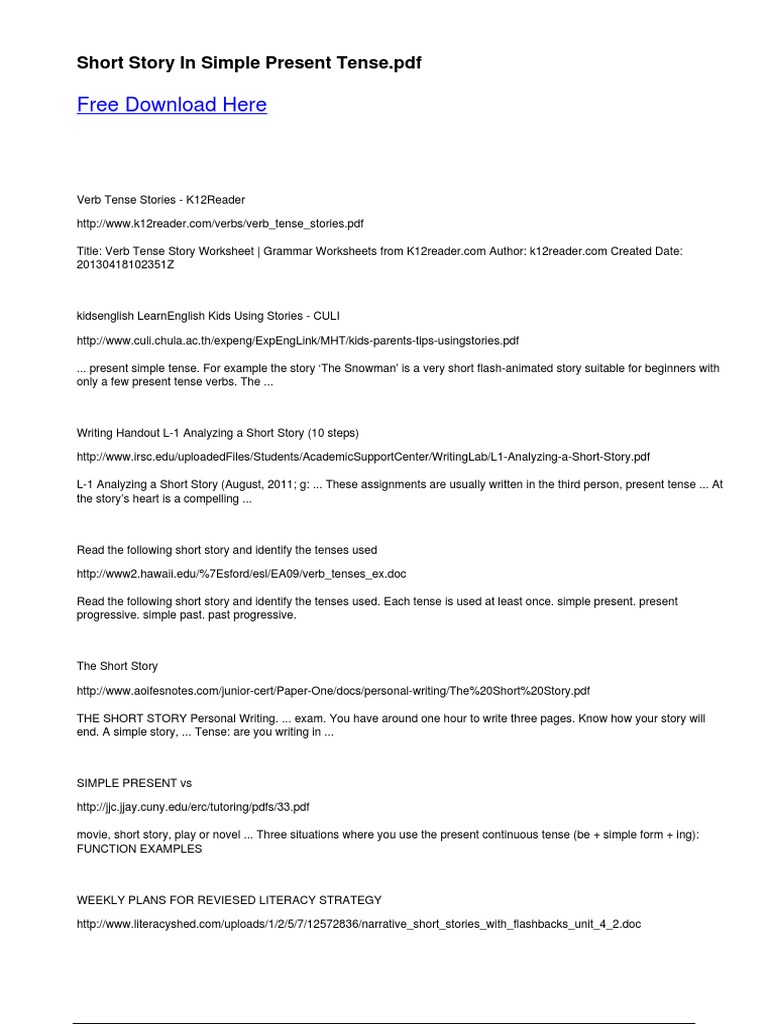 Free Download Here: Short Story in Simple Present Tense PDF | PDF