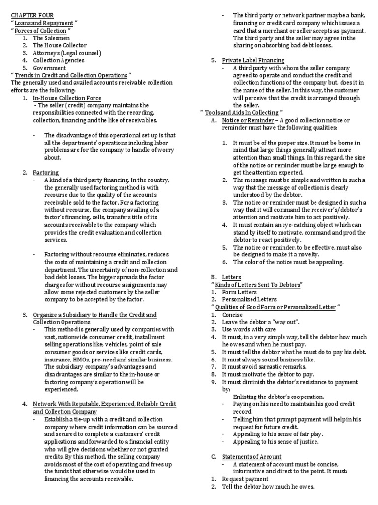 Credit and Collection - Chapter 4 & 5 PDF | PDF | Credit | Finance ...