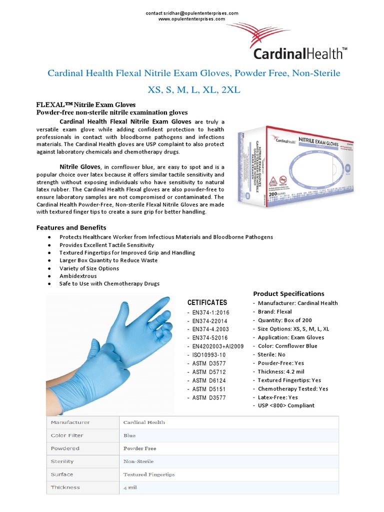 Cardinal Gloves - Certifications - Opulent | PDF | Federal Food | Drugs