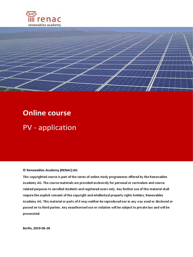 Online Course: PV - Application | PDF | Photovoltaic System | Photovoltaics