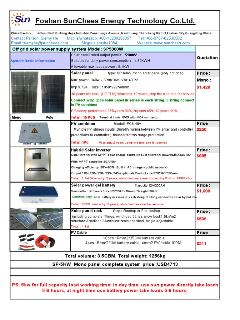 5kW Solar System Quotation and Design | PDF | Photovoltaic System ...