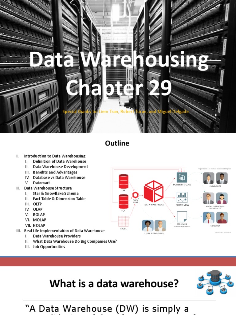 Data Warehousing: Special Thanks To: Liem Tran, Robert Turan, and ...