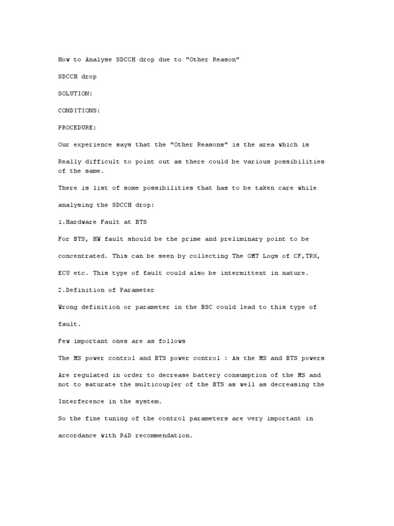 How To Analyse SDCCH Drop Due To | PDF | Computing | Business