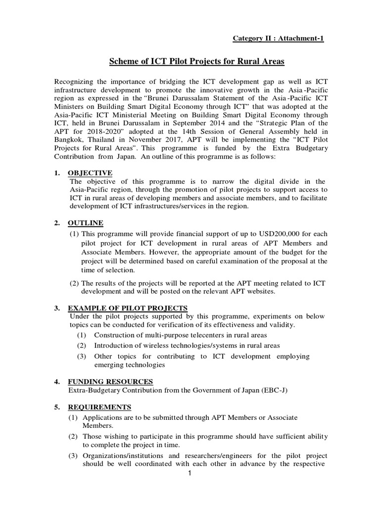 Scheme of ICT Pilot Projects For Rural Areas: Category II: Attachment-1 ...