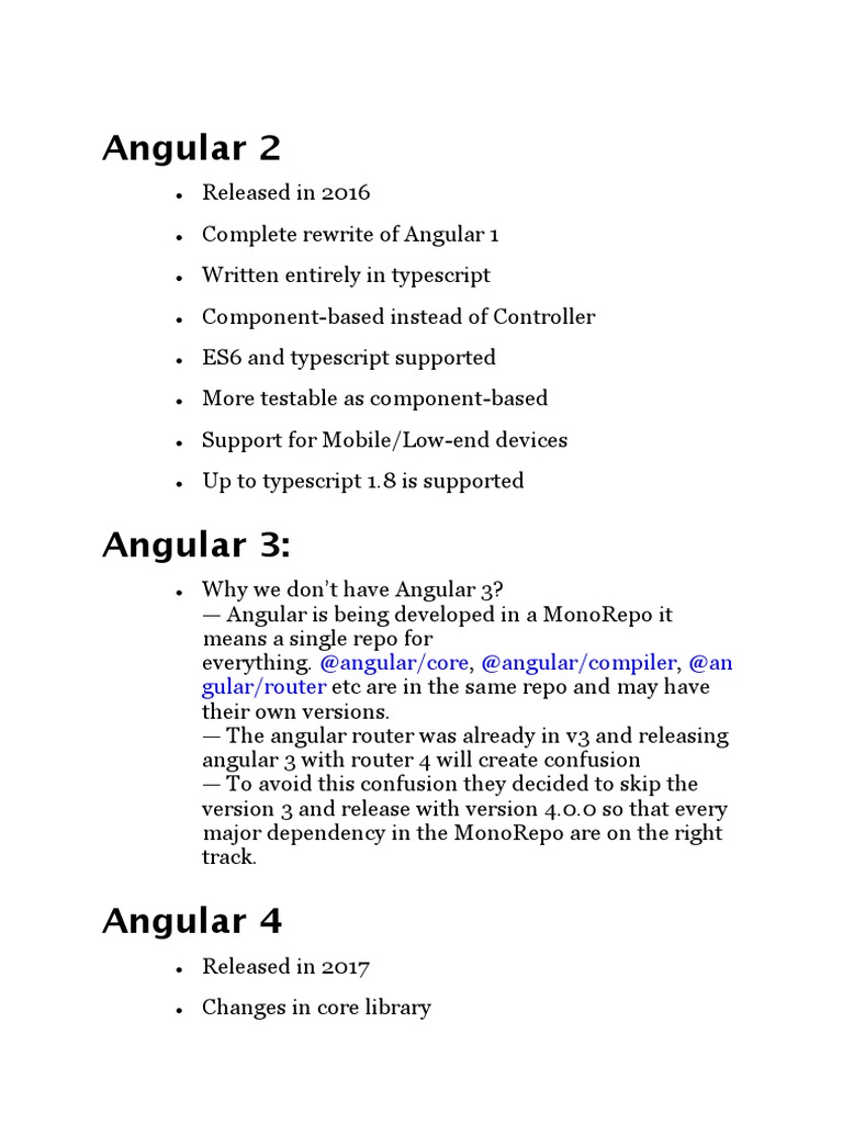 Angular Version Differences | PDF | Command Line Interface | System ...