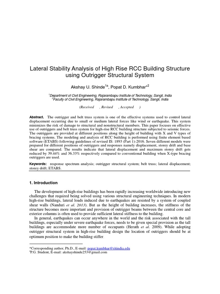 Lateral Stability Analysis of High Rise RCC Building Structure Using ...