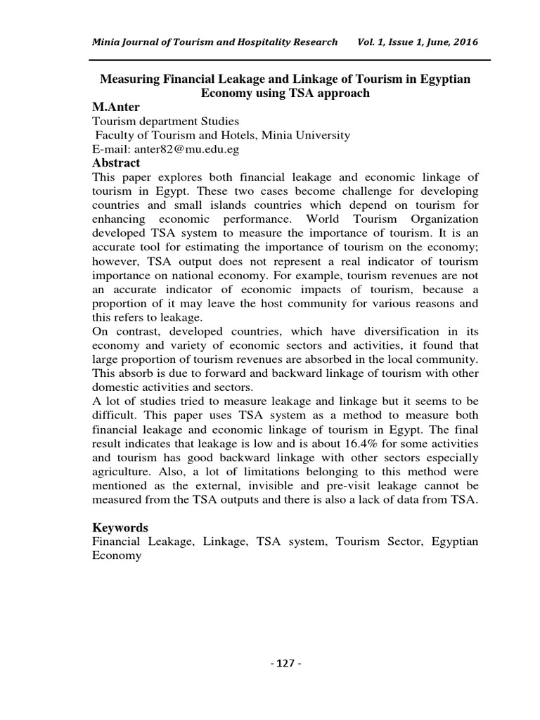 Measuring Financial Leakage and Linkage | PDF | Tourism | Egypt