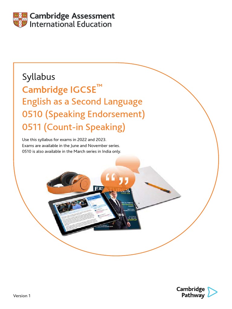 Syllabus: Cambridge IGCSE English As A Second Language 0510 (Speaking ...