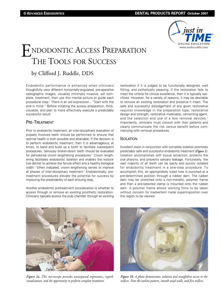 Endodontic Access Preparation The Tools For Success | PDF | Dentistry ...