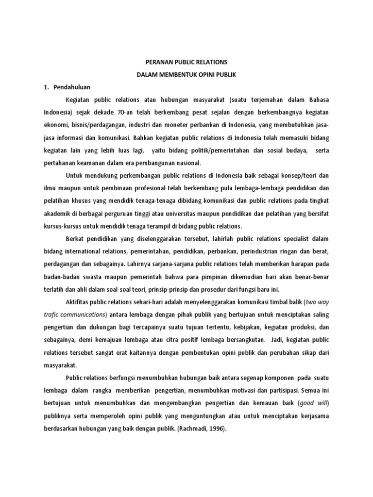 Peran Public Relations dalam Opini Publik | PDF | Ilmu Sosial | Sains ...