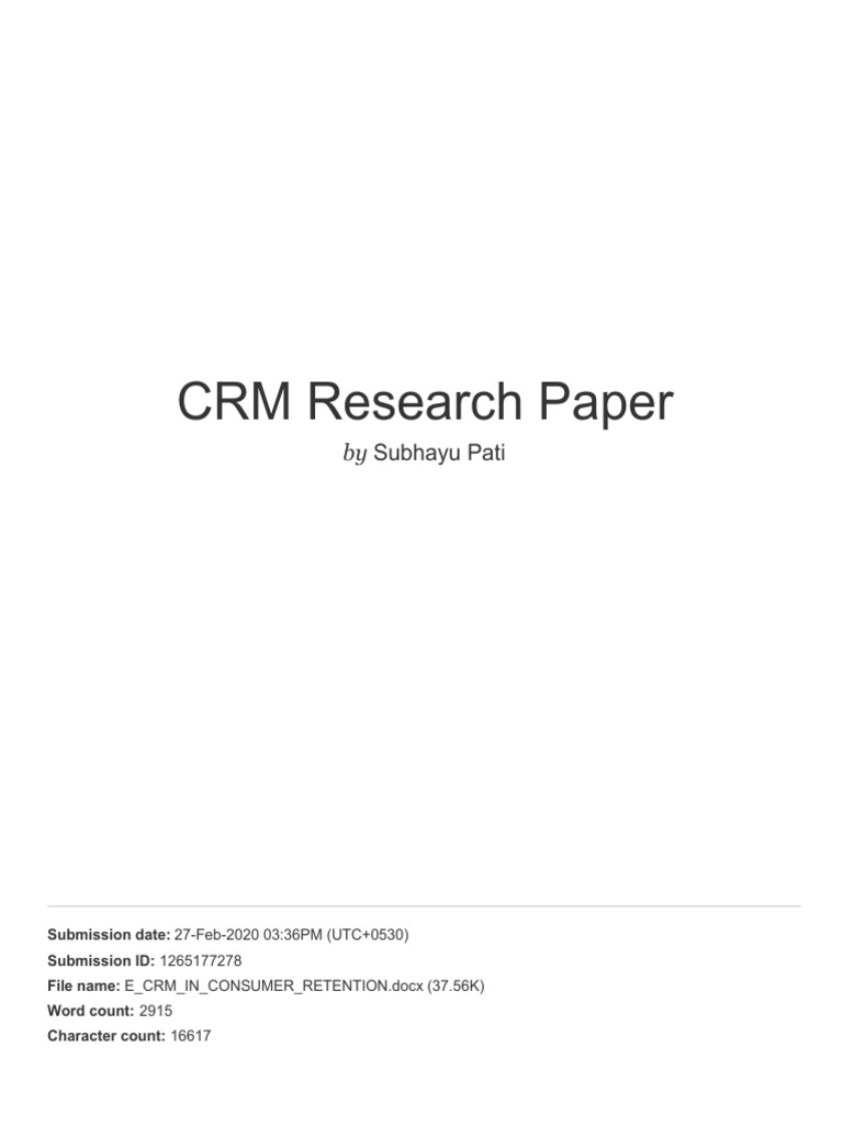 CRM Research Paper | PDF