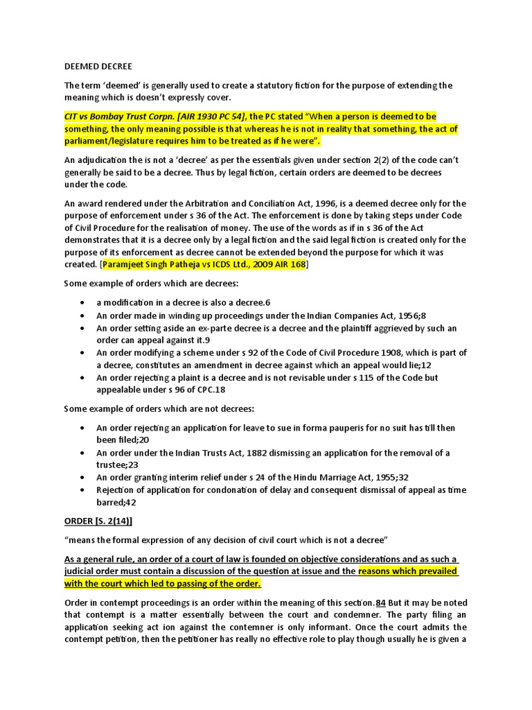 Deemed Decrees and Orders: Understanding Legal Fictions and the Grounds ...