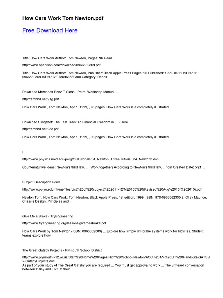 Free Download Here: How Cars Work Tom Newton PDF | PDF