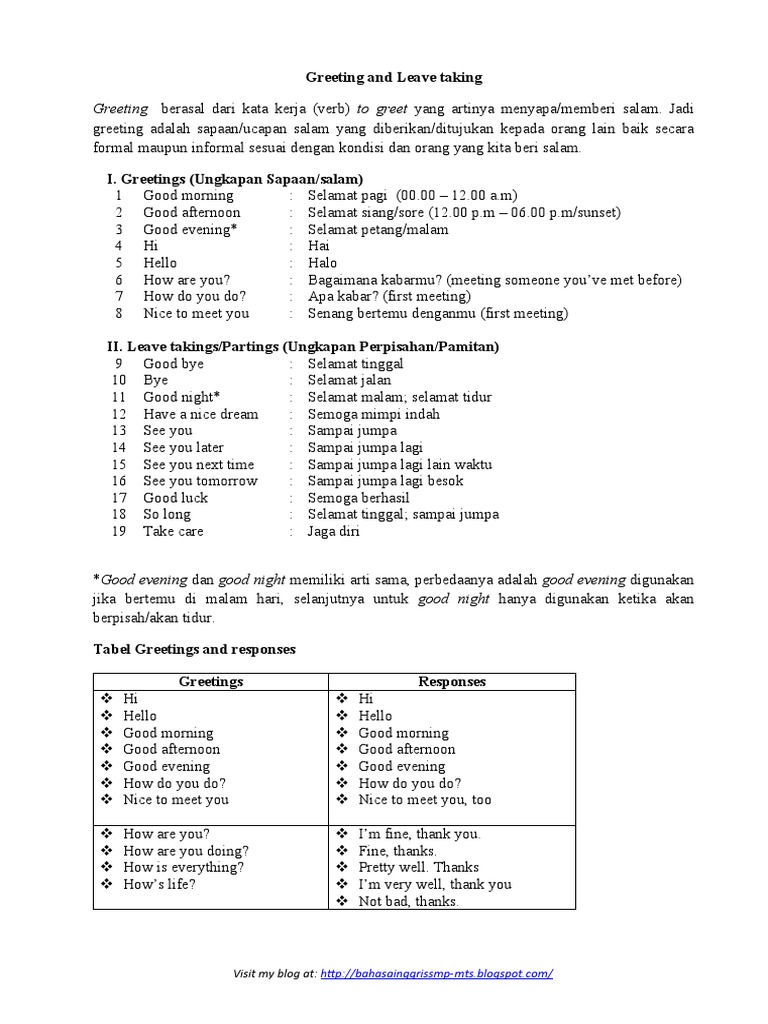 Materi Greeting and Parting | PDF