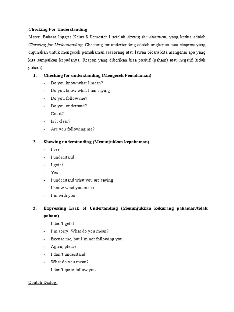 Chapter I Checking For Understanding | PDF