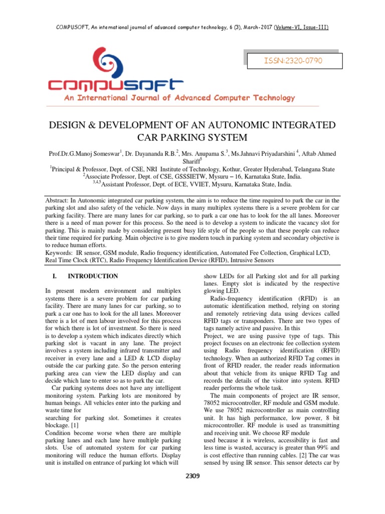 Design & Development of An Autonomic Integrated Car Parking System ...