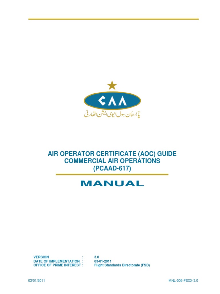 Manual: Air Operator Certificate (Aoc) Guide Commercial Air Operations ...