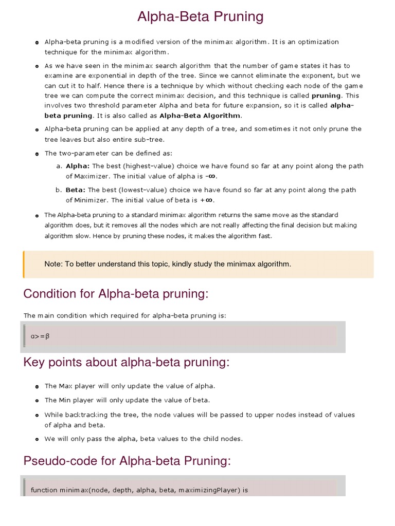 Artificial Intelligence - Alpha-Beta Pruning | PDF | Computer Programming | Algorithms And Data ...