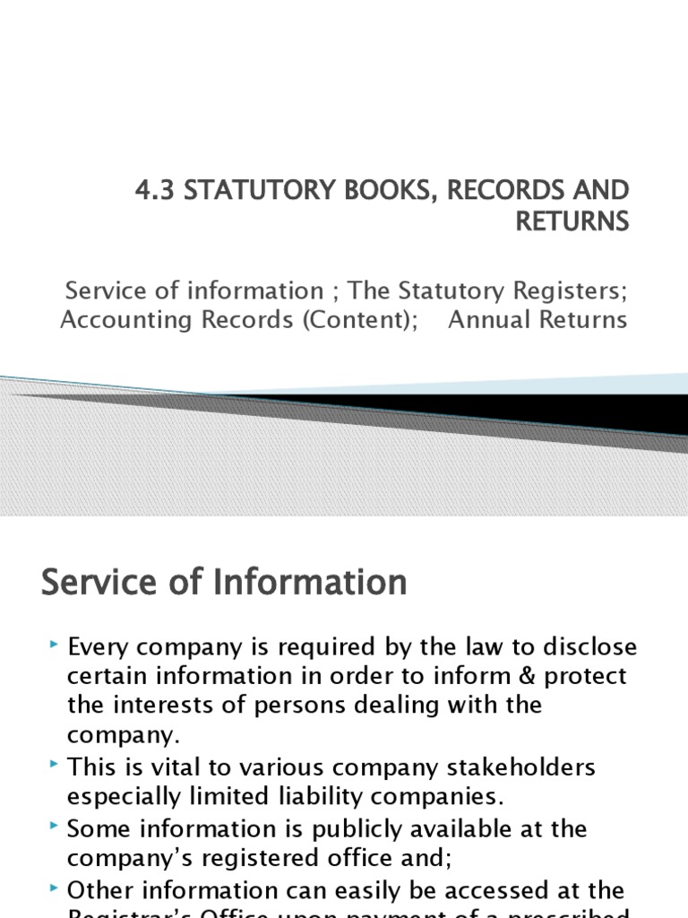 Company Statutory Records Overview | PDF | Companies | Audit