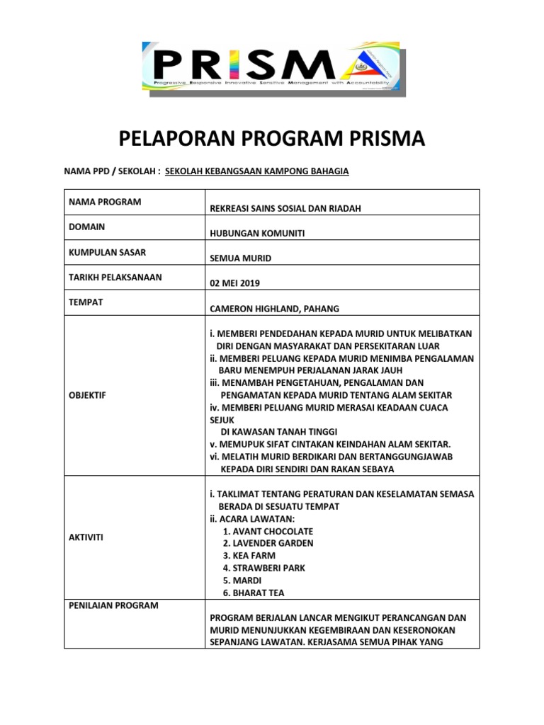Contoh Pelaporan Program Prisma | PDF