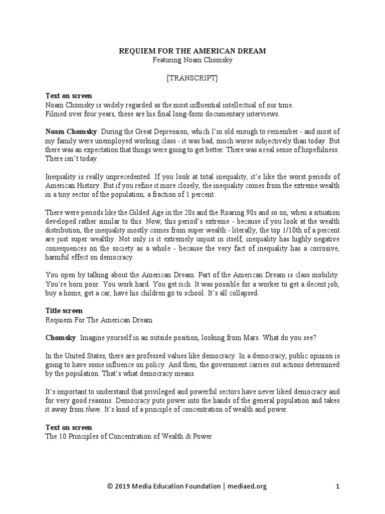 Requiem For The American Dream Transcript | PDF | Bailout | Banks