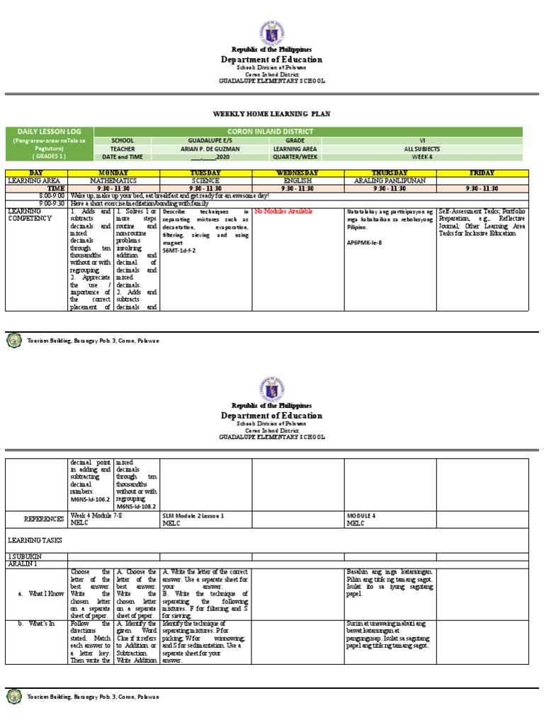 Grade 6 WHLP 4 | PDF