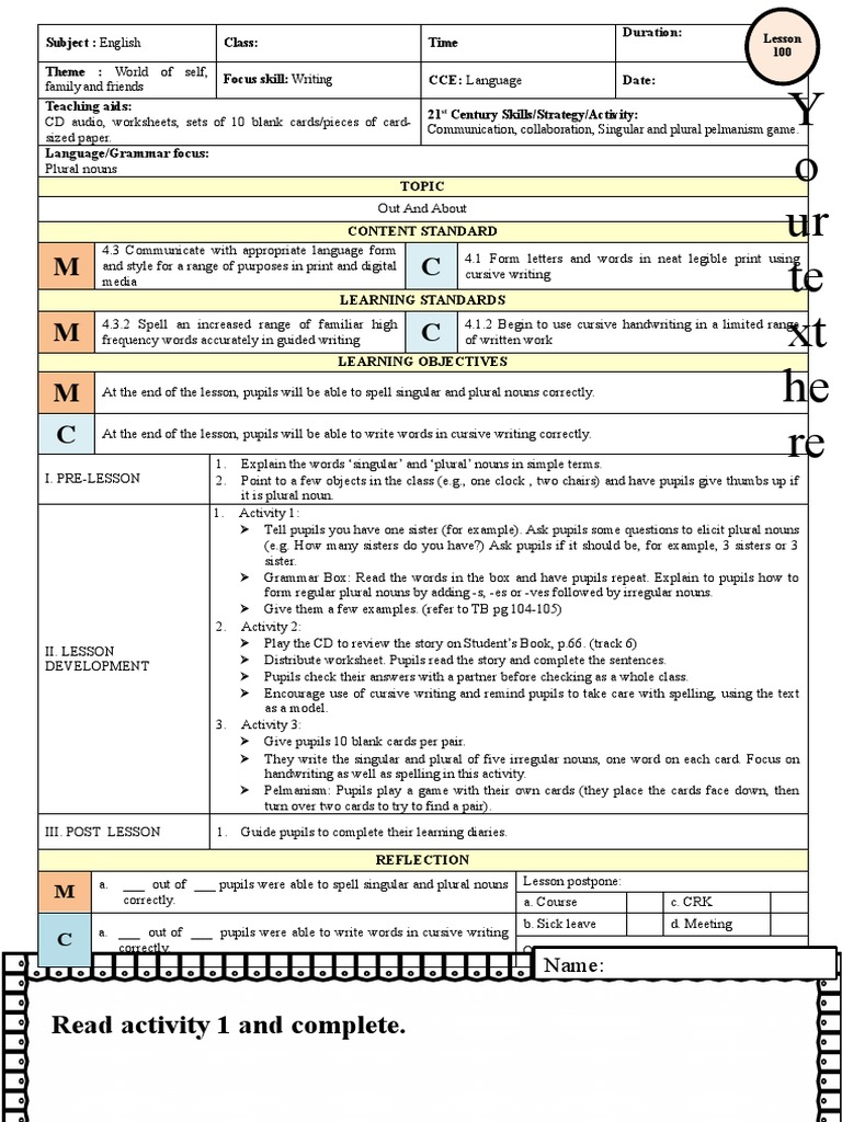 Lesson 100 | PDF | Plural | Grammatical Number