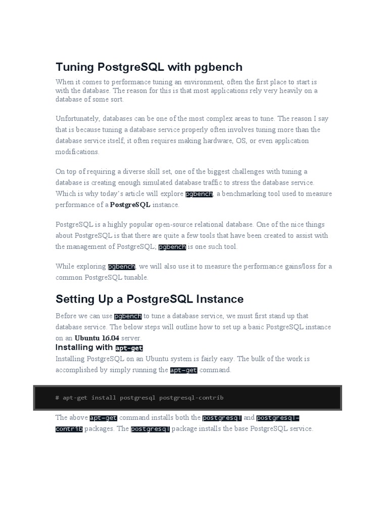 Tuning PostgreSQL With Pgbench | PDF | Postgre Sql | Databases