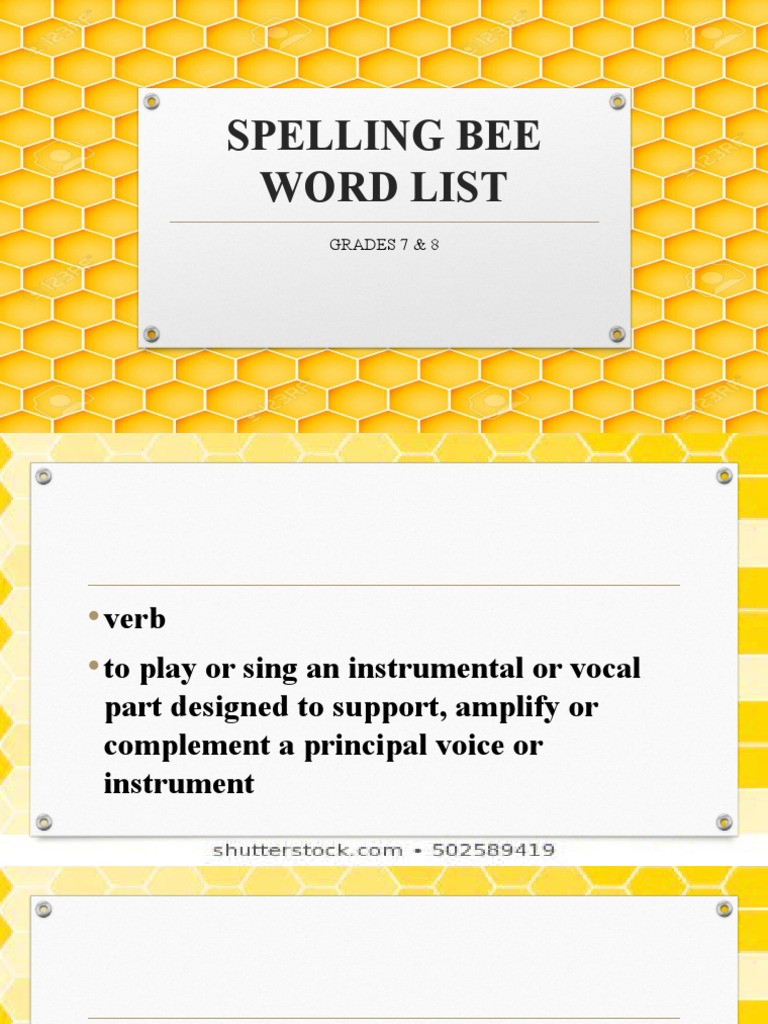 Spelling Bee Word List for Grades 7-8 | PDF