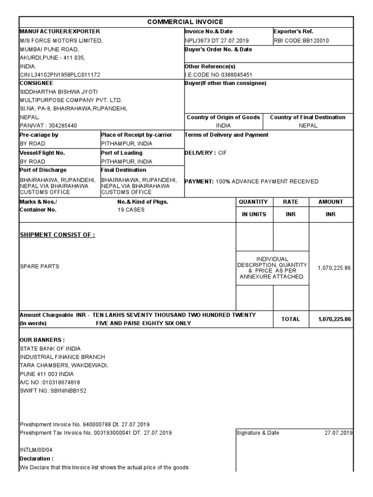 NPL 3873 | PDF | Invoice | Axle