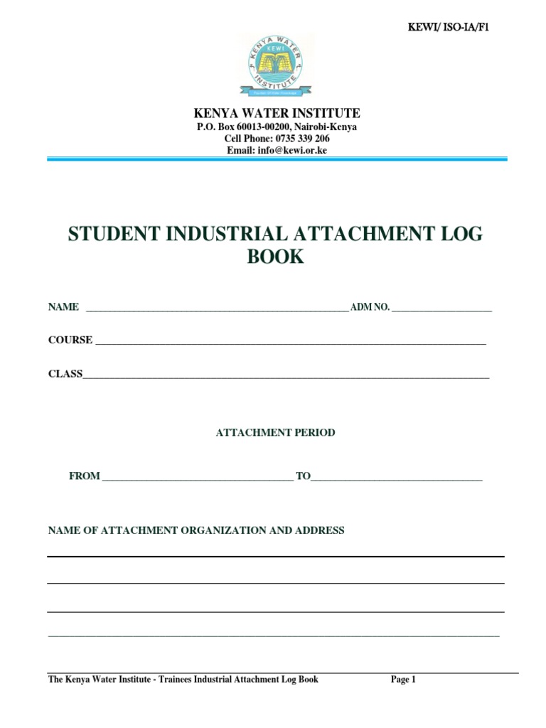 KEWI Student Industrial Attachment Logbook | PDF | Vocational Education ...
