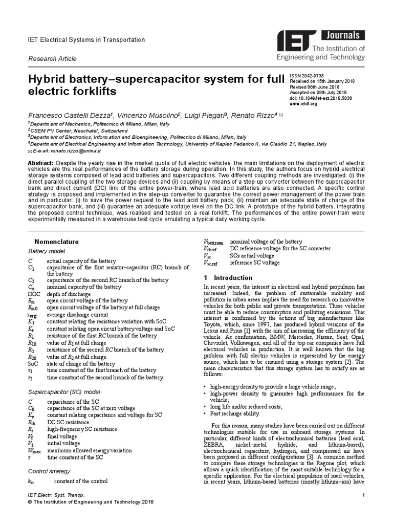 Hybrid Battery Supercap | PDF | Rechargeable Battery | Capacitor