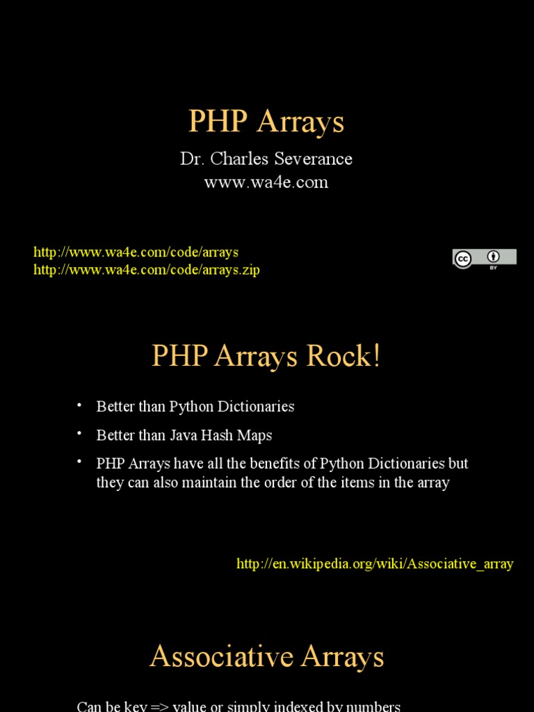 PHP Arrays: Dr. Charles Severance | PDF | Web Server | Internet & Web