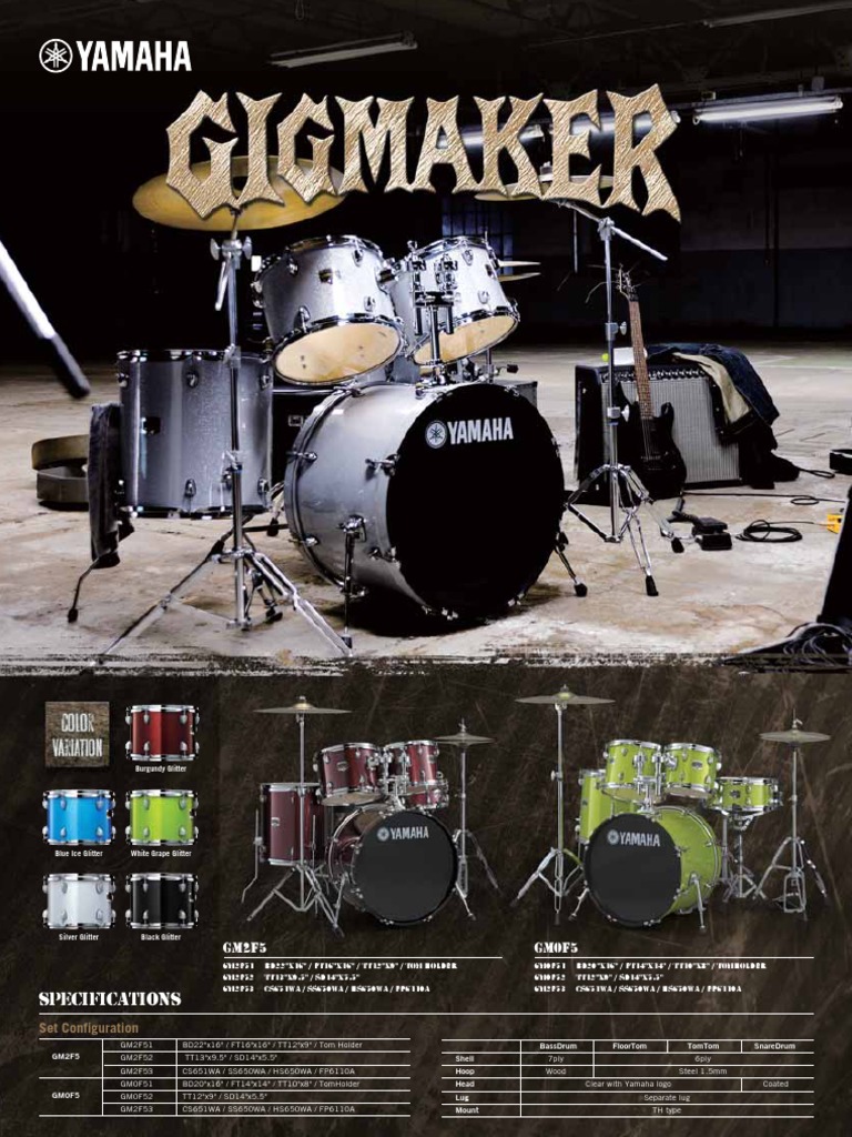 Specifications: Set Configuration | PDF | Drum Kit | Entertainment ...