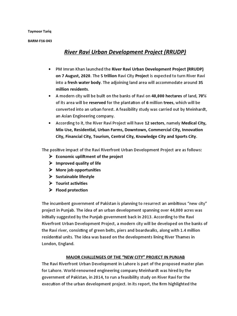 Ravi River Urban Development Overview | PDF | Natural Environment ...