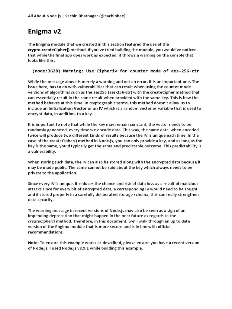 Enigma V2: Crypto - Createcipher Method. If You'Ve Tried Building The ...