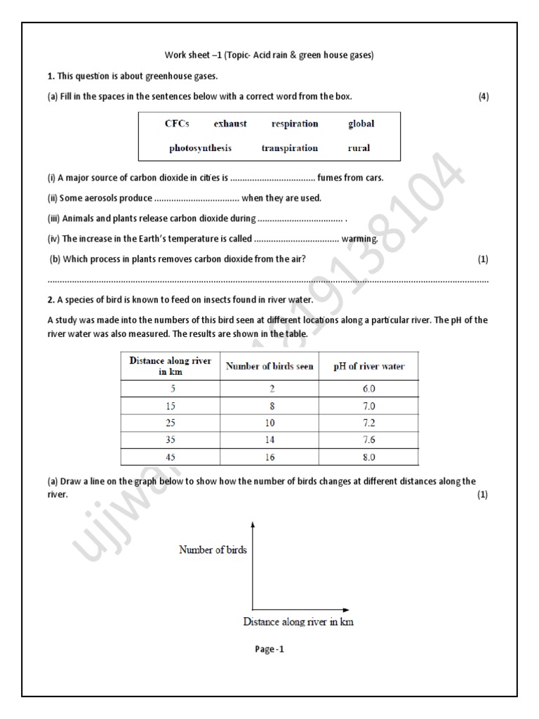 Acid Rain and Greenhouse Gases Worksheet | PDF | Atmosphere Of Earth ...