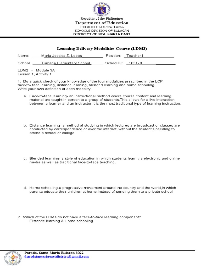 Department of Education: Learning Delivery Modalities Course (LDM2 ...