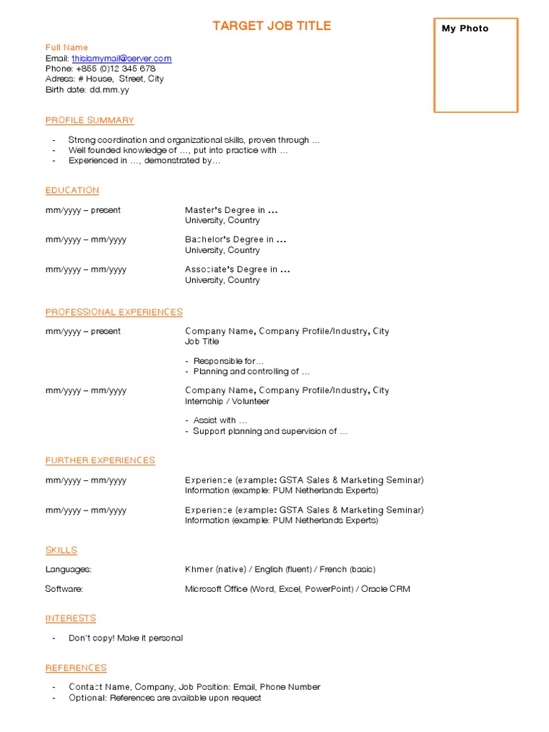 Target Job Title: Full Name | PDF