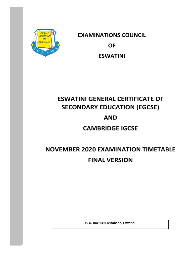 EGCSE & IGCSE November 2020 Timetable | PDF | Test (Assessment) | Learning