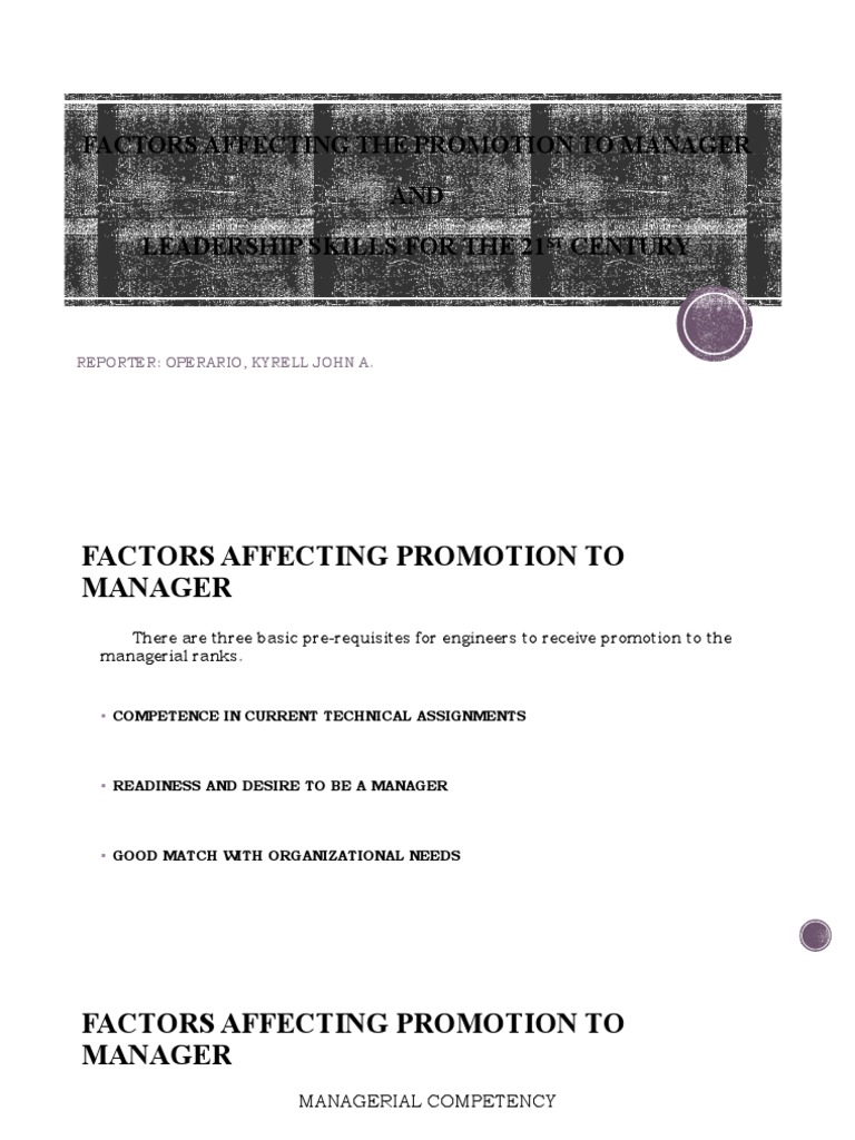 Factors Affecting The Promotion To Manager | PDF | Competence (Human ...