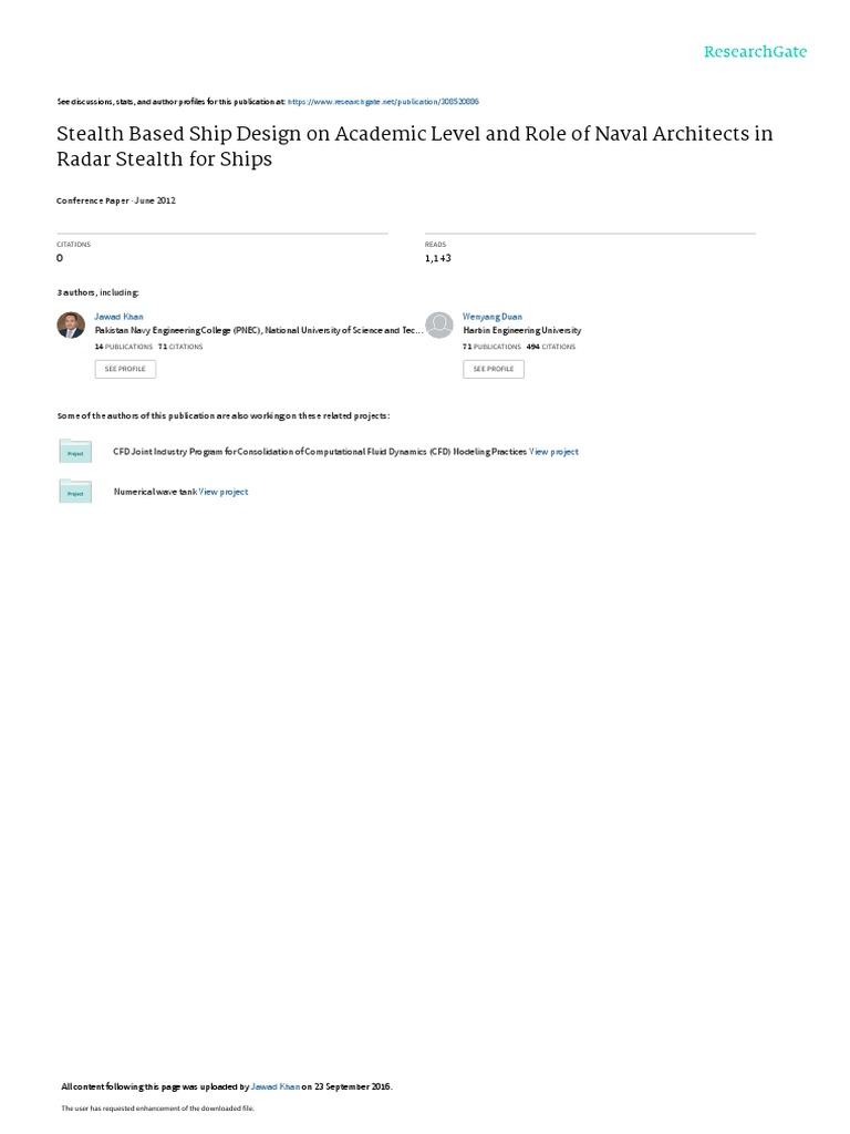 Stealth Based Ship Design On Academic Level and Role of Naval ...