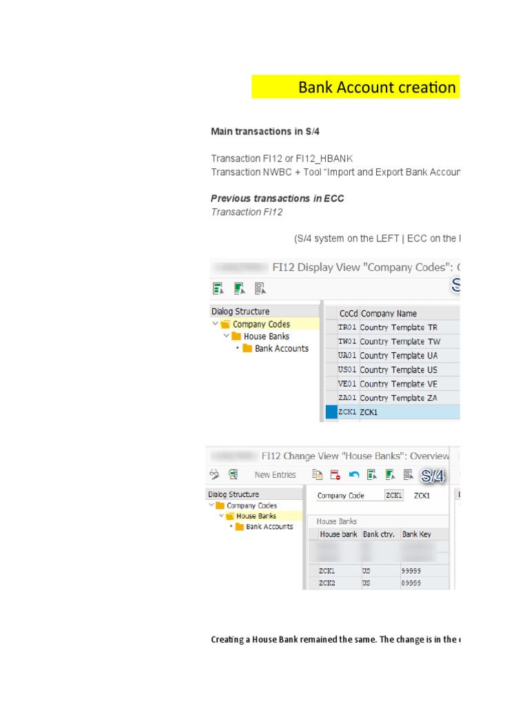 Sap Bank Account Creation in s4 Hana | PDF | Banks | Financial Services