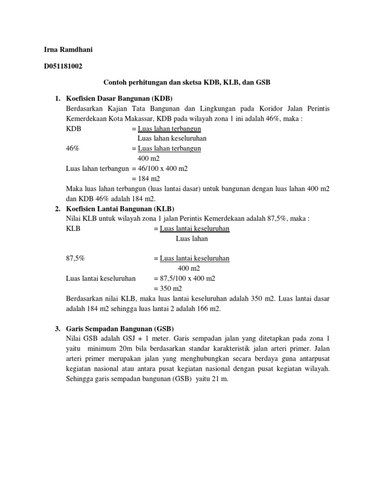 Contoh Perhitungan Dan Sketsa KDB | PDF