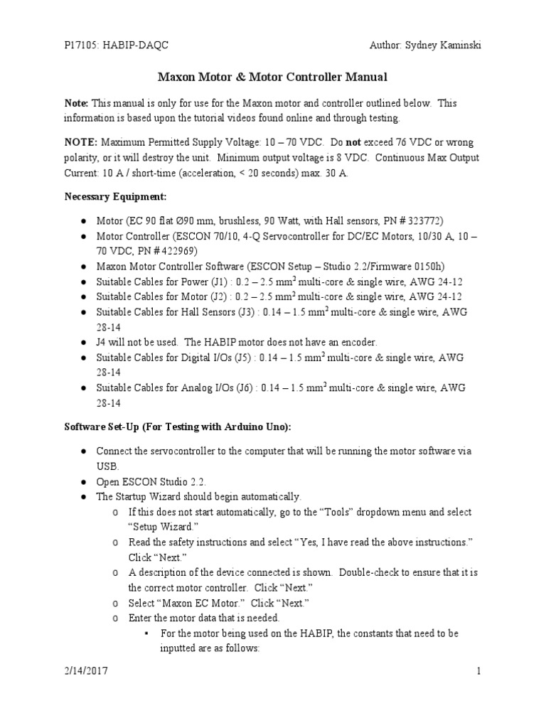 Maxon Motor & Motor Controller Manual | PDF | Control Theory | Electric ...